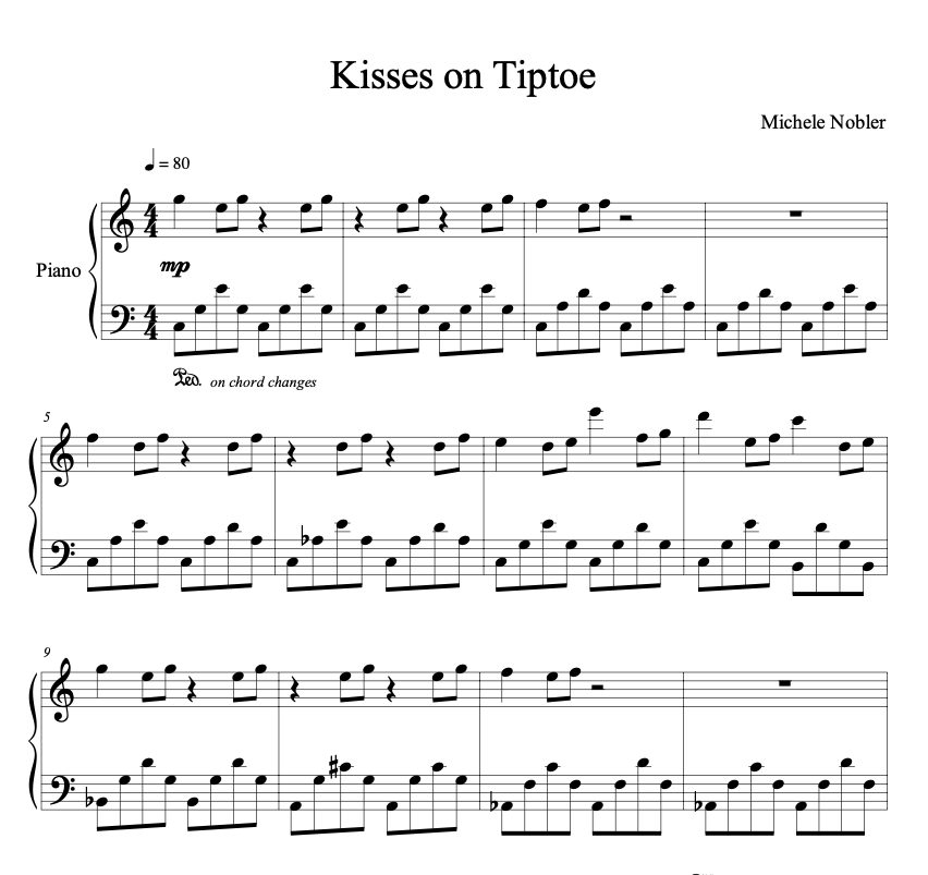 Kisses On Tiptoe - PDF Piano Sheet Music – Michele Nobler